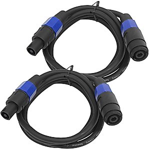Seismic Audio - SPXC-6-2Pack - Pair of 6 Foot Professional Speakon Extension Cables - Speakon Male to Speakon Female - 12AWG 2 Conductor Speakon Extension Cables