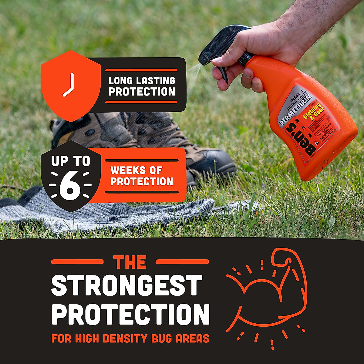 Ben's Clothing & Gear Insect Repellent - Long-Lasting Insect Protection Spray for Clothes & Gear - Contains Permethrin & Lasts Up to 6 Weeks - 24 fl oz