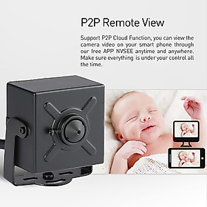 Revotech HD 3MP Mini Security POE IP Camera, 3.7 mm Pinhole Small Indoor Camera P2P Remote View CCTV Video Camera H.265(I706-2-P Black)