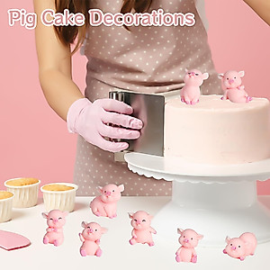 8pcs Miniature Pig Figurines, Pig Cake Topper Cupcake topper, Mini Pig Cerdo Characters Toy, Pig Cake Decorations for Kids Birthday Baby Shower Pig Theme Party Supplies