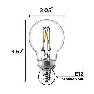 Philips LED Classic Glass Dimmable G16.5 Light Bulb: 350-Lumen, 2700-Kelvin, 3.8 Watt, E12 Base, Warm Glow, 8-Pack