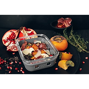 GC GENICOOK Glass Food Storage Meal Prep Containers - Bowls with Silicone Sleeve and Airtight Durable Glass Lids- Bento Box Lunch Box -stackable,microwave and freezer safe,(5 Pack, 22 Ounce)