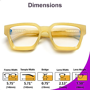 VISOONE Blue Light Blocking Glasses with TR97 Rectangle Frame and Chic Preppy Look for Women Men RIVER