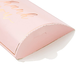 100-Pack Wedding Favor Pillow Boxes with Rose-Gold Foil Thank You, Bulk Gift Wrap for Party Supplies (5 x 3 In)