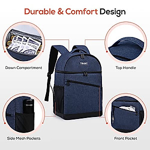 TOURIT Insulated Backpack Cooler Leak-Proof Backpack Lunch Box 28 Cans Double Deck Cooler Backpack