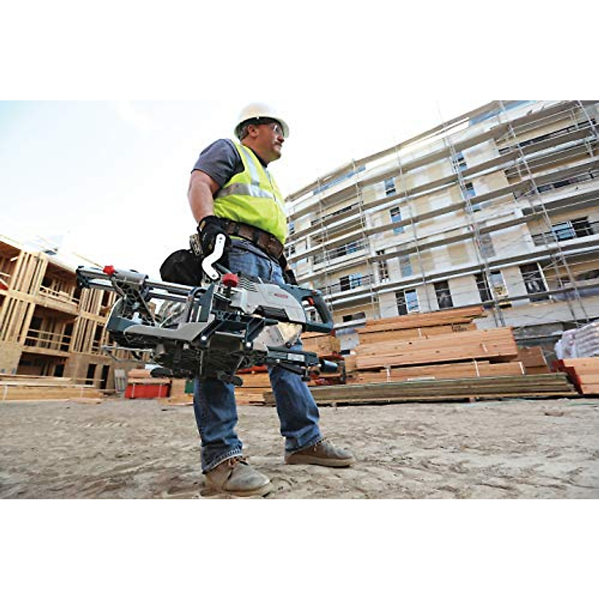 BOSCH CM8S 8-1/2 Inch Single Bevel Sliding Compound Miter Saw, Blue