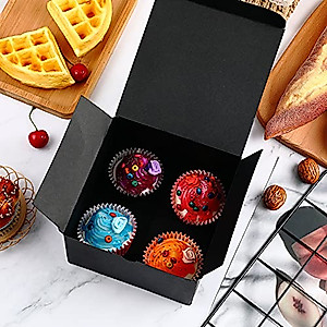 6 Pieces Gift Box 6 x 6 x 4 Inch Matte Paper Gift Boxes with Lids Christmas Gift Boxes for Presents Crafting Cupcake Boxes, Wedding, Birthday Party, Bridesmaid Proposal Boxes, Groomsmen Boxes (Black)