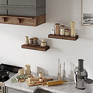 BAMFOX Floating Wall Shelf Set of 2,Natural Bamboo Wall Decor Storage Shelf，Wall Mount Display Rack for Bedroom, Living Room, Bathroom, Kitchen, Office and More