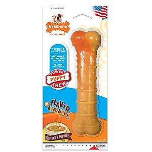 Nylabone Puppy Power Chew Toy - Tough and Durable Puppy Chew Toy for Teething - Puppy Supplies - Beef Broth & Vegetable Flavor, Small (1 Count)
