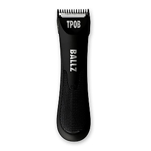TPOB Ballz Male Grooming Trimmer - Cordless Rechargeable Hair Clippers for Men, Zero Gapped T-Blade, Electric Beard Trimmer Shaver - Black