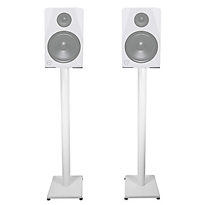 Rockville Pair 37" Steel Bookshelf Speaker/Studio Monitor Stands-White (RS37W V2)