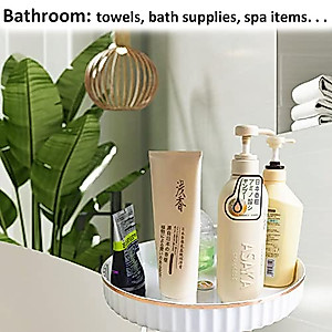 Lazy Susan Turntable, Plastic Ivory, 12-inch Rotating Lazy Susan Turntable Organizer for Kitchen/Bathroom, Pantry, Cabinet, Dining Table, Fridge, Countertop