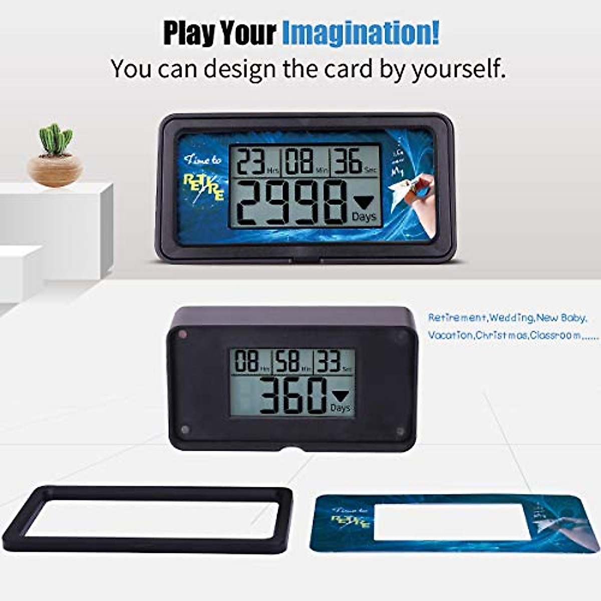 AIMILAR Digital Countdown Days Timer - 9999 Days Count Down Days Timer with Backlight for Retirement Wedding Vacation Christmas New Baby Classroom Lab Kitchen Cooking (Retirement)