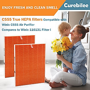 116131 True HEPA Replacement Filter I Compatible with Winix C555 Air Cleaner Purifier, H13 Grade True HEPA Filter Only, Compares to Winix 116131 Filter I (2 Pack)