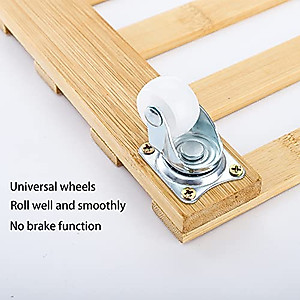 Cedilis 3 Pack Plant Caddy, Bamboo Plant Stand with Rolling Wheels, Mobile Flower Pot Mover Roller, Heavy Duty Plant Pot Pallet Dolly Caster for Patio Outdoor, Holds up to 100 Lbs, 12 Inch Square