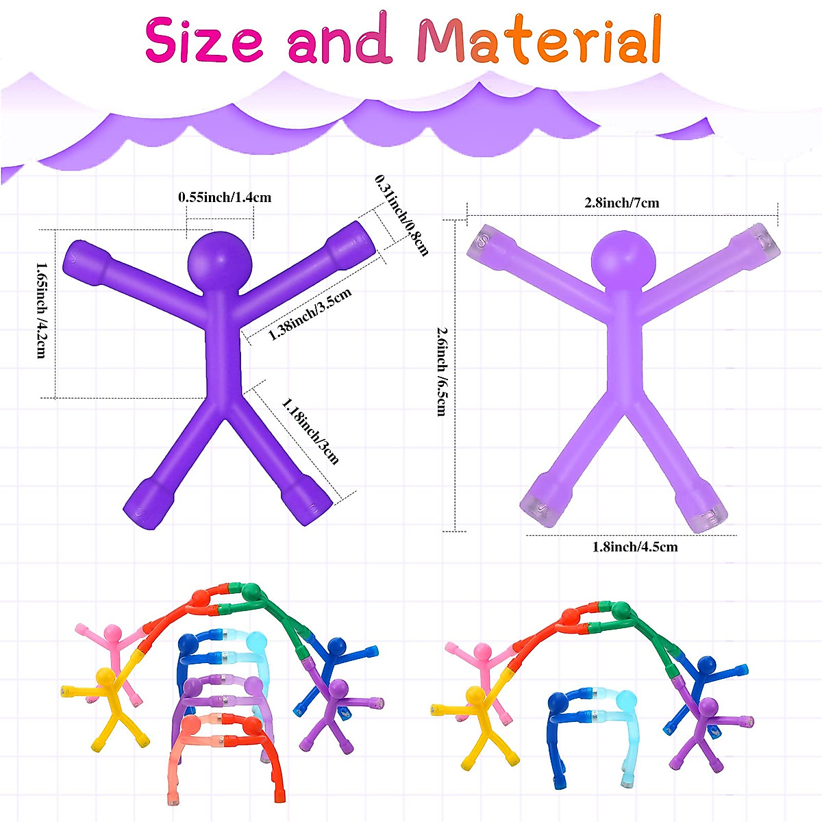 40 Pcs Magnet Mini Man Fridge Magnets Cute Rubber Men Refrigerator Magnet Set Colorful Flexible Humanoid Magnets Magnetic Toy Characters Fidget Toy for Art Crafts Fun Office