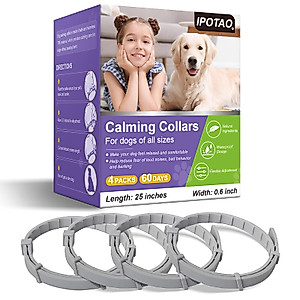 IPOTAO Relief Anxiety Stress Separation, Calming Collar for Dogs, Pheromones Calm Lasts 60 Days, Relieve Bad Behavior, Adjustable Fit All Small Medium and Large Dog Pheromone Collars, White