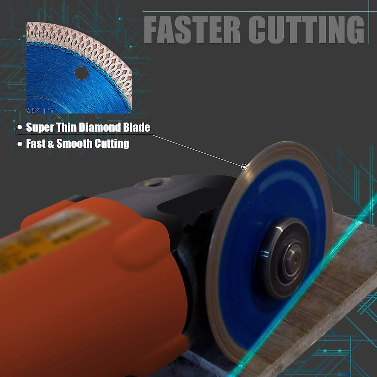 PEAKIT Fast Diamond Saw Blade 4.5 Inch 5 Pack Tile Grinder Blade for Ceramics Porcelain Granite Marble Dry Wet Tile Cutter