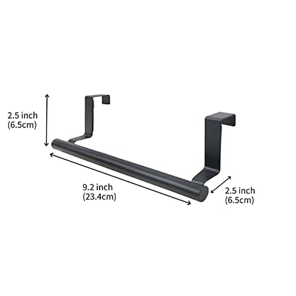 Qflushor Cabinet Door Towel Holder, Over Cabinet Towel Bar, Kitchen Over Cupboard Door Towel Holder, Stainless Steel Dish Towel Holder for Cabinet Door, Matte Black, 2 Pack