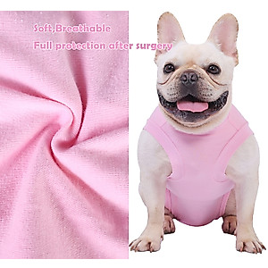 Caslfuca Dog Surgery Recovery Suit - After Spay, Abdominal Wounds Post Surgical Recovery, Anti Licking Breathable Dog Onesies for Small, Medium & Large Pet, Alternative Bandages Cone E-Collar