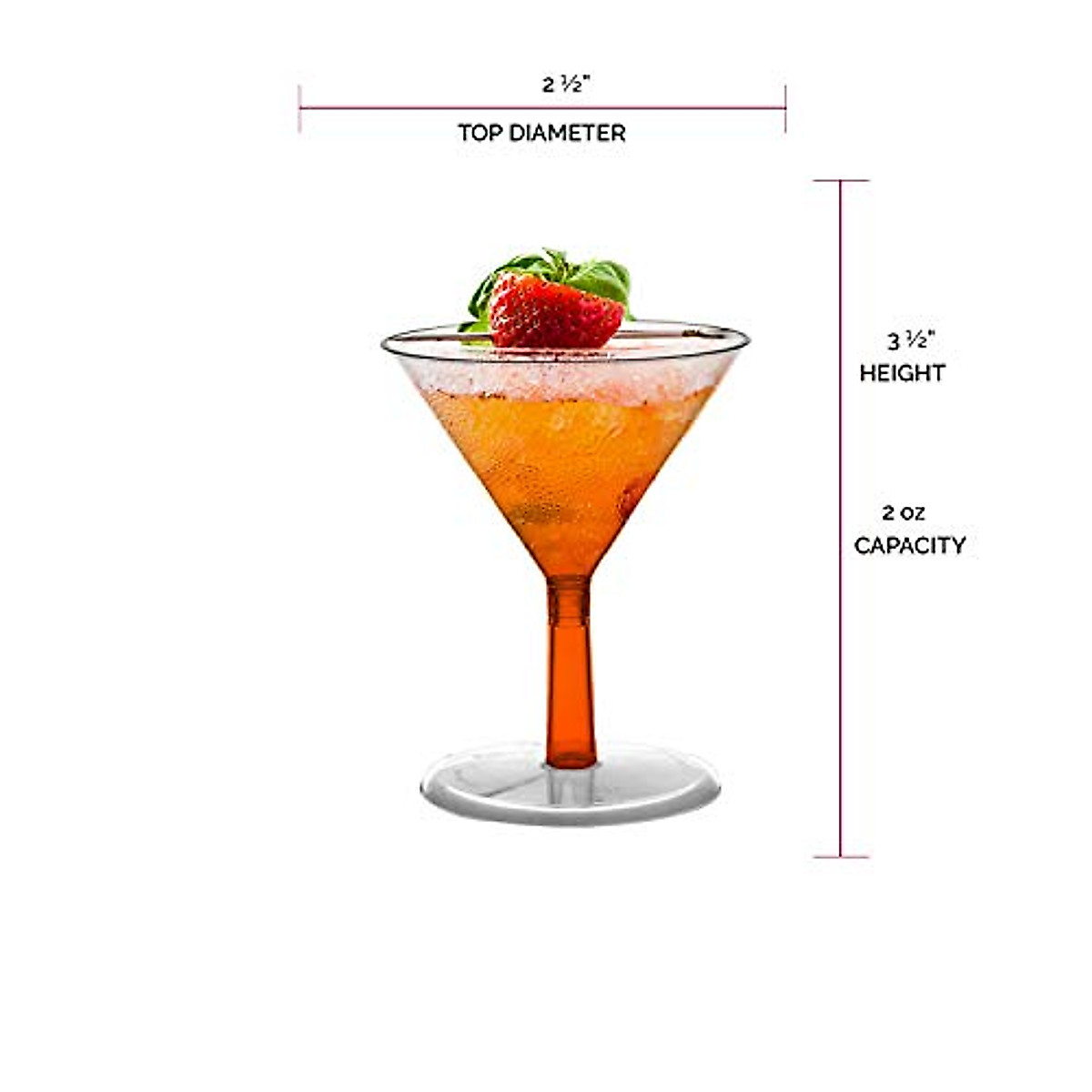 Plastic Martini Glasses - 192 Pcs Disposable Hard Plastic Clear Margarita Glasses - 2 oz Crystal Cut Glass - Bulk Party Cocktail Drinking Cups for Wedding, Mardi Gras, Birthday Parties & All Occasions