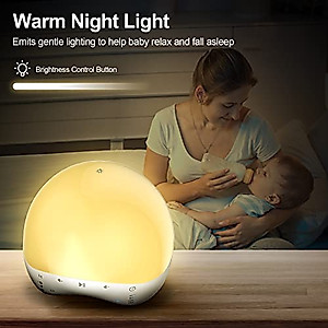 Baby Sound Machine Nursery Night Light White Noise Machine 25 Soothing Sounds Sleep Machine RGB Color Changing APP & Voice Control with Alexa Portable Lamp Timer Noise Machine Baby/Adults White