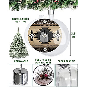 Christmas Ornaments for Christmas Tree Hanging, Western Southwestern Balls Ornaments Shatterproof Christmas Ornaments Ball for Holiday Party Gift Decor Brown Boho Aztec Farmhouse Native 3.5"