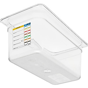 Carlisle FoodService Products Storplus Permalabel Food Storage Container Food Pan with Integrated Label for Kitchen and Restaurant, Polycarbonate, 1/3 Size 6 Inches Deep, Clear - (Pack of 6)