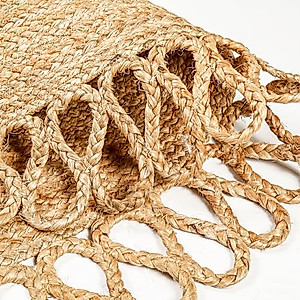 RIANGI Jute Braided Rug Circle Rug 4’ Round Area Rug, Circular Rug - Elegant Rugs for Living Room, 4 Ft Round Rug, Hand Woven Boho Round Rug 4ft for Kitchen, Farmhouse Decorative Floor Rug