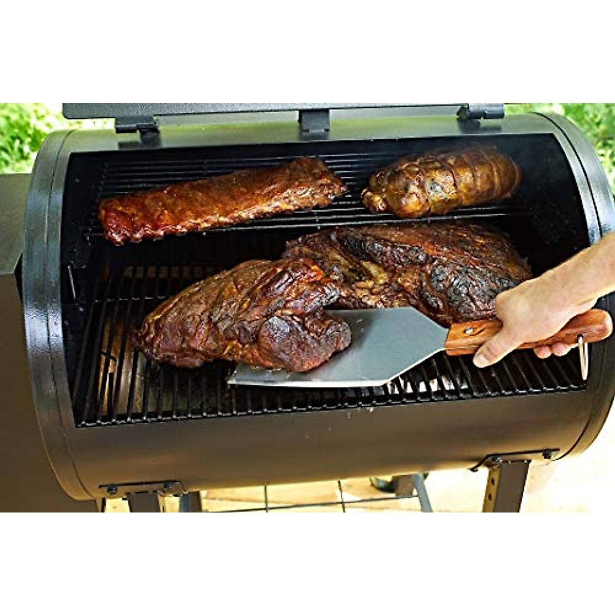 PIT BOSS 67288 Cut Stainless Steel with Rosewood Handle Large Grill Spatula