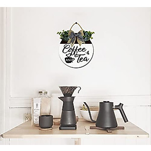 Sokomurg Coffee and Tea Coffee Bar decor sign Rustic Farmhouse Wooden Round Retro Coffee Bar Decor Coffee Lover Coffee Station Decor Home Office Kitchen Wall Decor