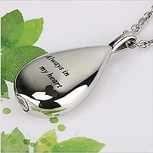 wskvoker Urn Necklace for Ashes, Cremation Necklack for Ashes, Urn Necklace for Ashes for Women, Cremation Jewelry Locket Stainless Steel Keepsake Waterproof Memorial Pend… (silver drop pendant)