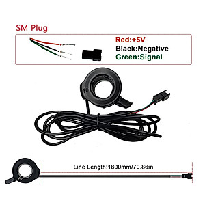 SCHUCK Ebike 130X 3 Pin SM Connector 22.2 mm Handlebar Tube Black Thumb Throttle 12V-72V Common to Left and Right Handlebar Control Speed for Electric Bicycle Accessories/Parts