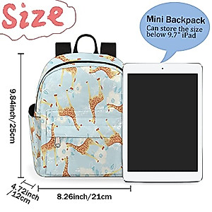 Giraffe Flower Mini Backpack Purse for Women, Animal Giraffe Small Fashion Daypack, Casual Lightweight Bag