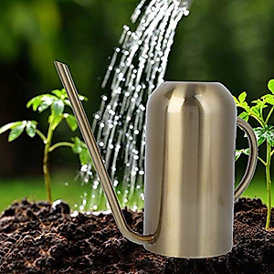 LIYJTK Stainless Steel Long Spout Watering Can Garden Watering Pot Irrigation Tool Bonsai Plants Garden Pot Flower Watering Can Irrigation Tool(Gold 1.5L)