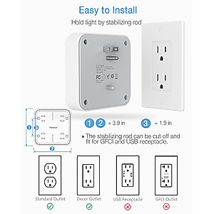 Multi Plug Outlet Extender with USB, TESSAN Surge Protector Splitter 3 USB Wall Charger, Multiple Expander for Travel, Home, College Dorm Room