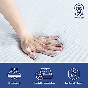 Olee Sleep 4 Inch Memory Foam Topper, Queen, White