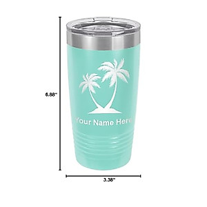 LaserGram 20oz Vacuum Insulated Tumbler Mug, Palm Trees, Personalized Engraving Included (Teal)