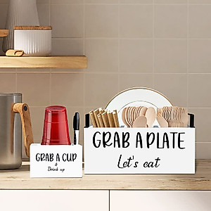 MEMOORIAL Kitchen Utensil Holder, Kitchen Countertop Plate Organizer, Paper Plate Holder, Disposable Dish and Cup Holder Utensil Caddy for Kitchen, Party, BBQ…