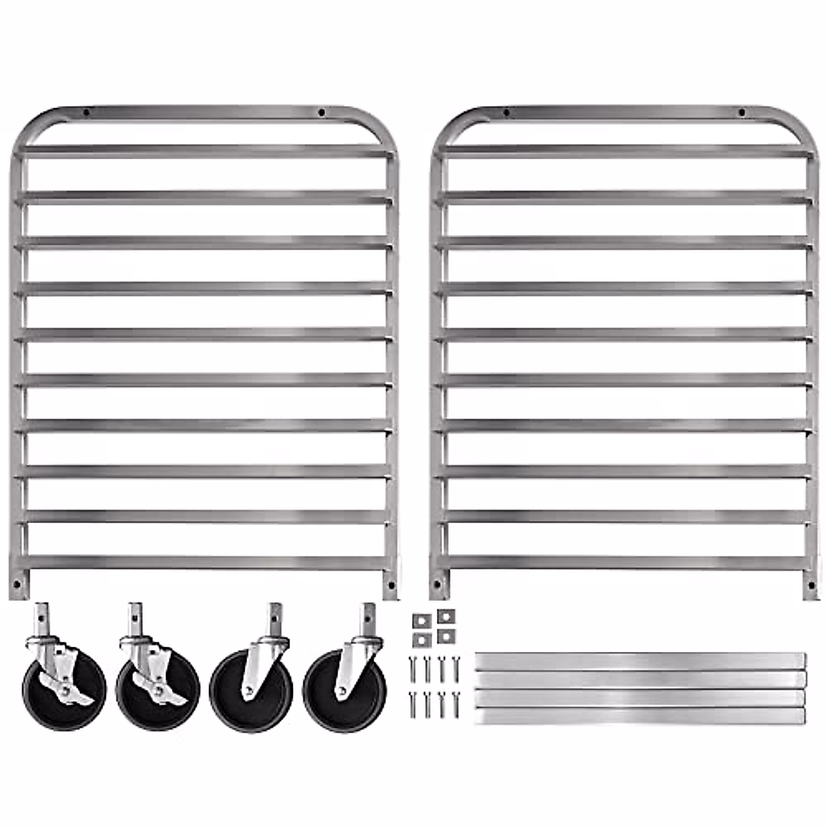 BIEAMA 10-Tier Sheet Pan Rack, Bun Pan Rack, Aluminum Bakery Rack, Home Commercial Kitchen Bakery Cooling Rack, 4 Wheels