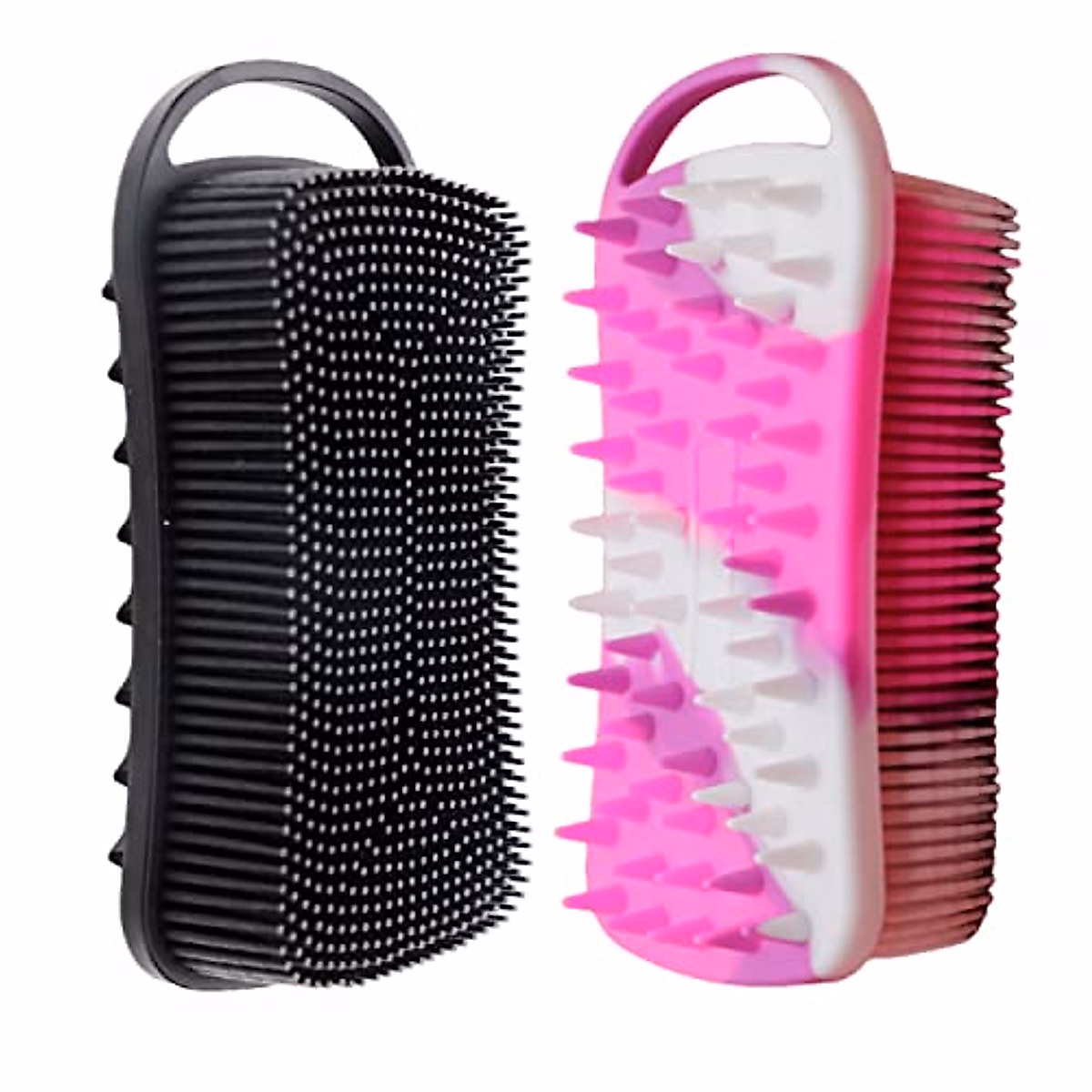 Cinlitek 2Pack Dual Sided Silicone Body Scrubber for Exfoliating, Shower&Scalp Massage, 2 in 1 Bath&Shampoo Brush,Soft Body Exfoliator Silicone Loofah Shower Scrubber Brush for All Kinds of Skin
