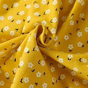 VINUOKER Toddler Baby Girls Floral Dress Long Sleeve Cotton Dress Fall Winter Midi Dress Little Girl Dress 2-7 Years Yellow