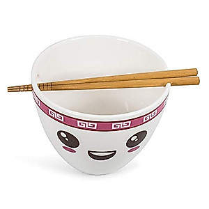 Toynk Miso Hungry Japanese Ceramic Dinner Set | 16-Ounce Ramen Bowl and Chopsticks Set