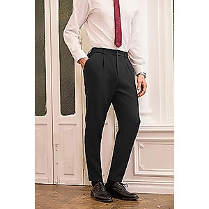 GRACE KARIN Men's Dress Pants Slim Fit Flat Front Business Pants with Pockets Black