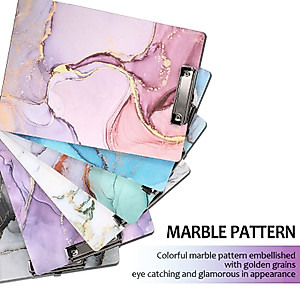 6 Pieces Cute Clipboard Nurse Clipboard A4 Letter Size Wooden Clipboards Marble Clip Board Office Clipboards with Low Profile Clip for Office Women Man Standard Size 9 x 12.5 Inch