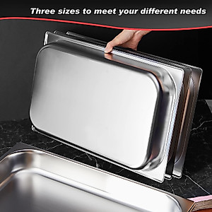 6 Pack Stainless Steel Steam Table Pan Full Size Hotel Pans 20.8"L x 12.8"W Commercial Food Pan Catering Food Pan for Hotel Canteen Restaurant Office Cafeteria Family Events, 3 Diverse Depths