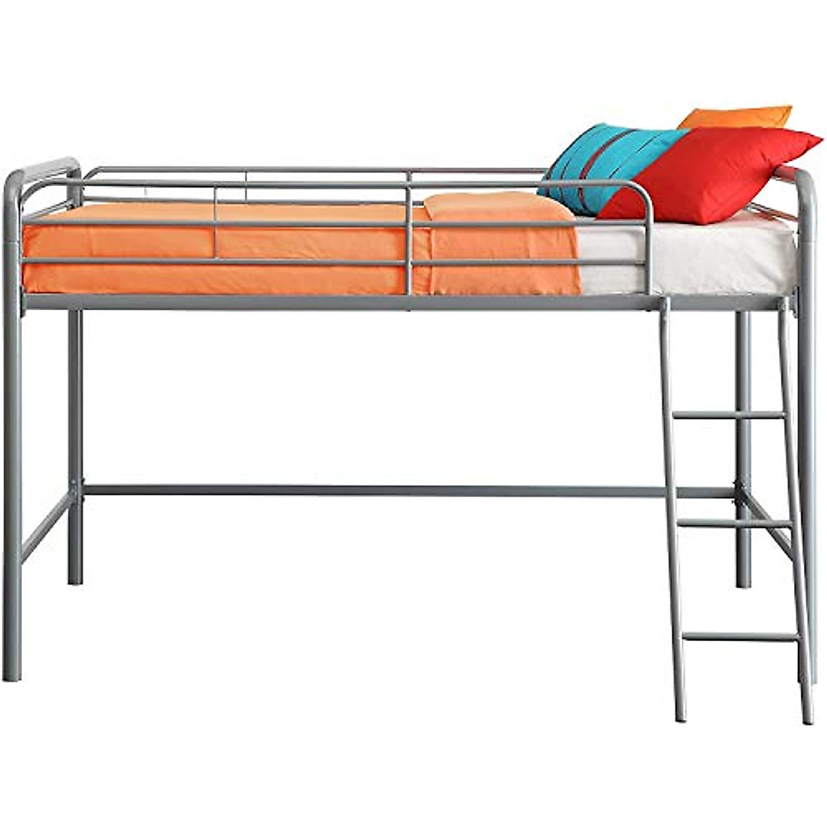 DHP Junior Loft Bed Frame with Ladder, Twin, Silver