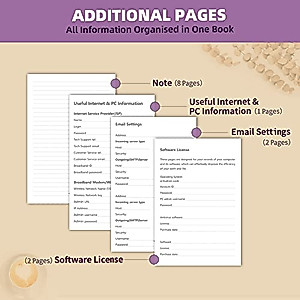 Password Book with Lock, Password Keeper with Alphabetical Tabs, Password Organizer for Computer and Internet Address Website Login, Gifts for Home and Office, 5.6''x 8''-Brown