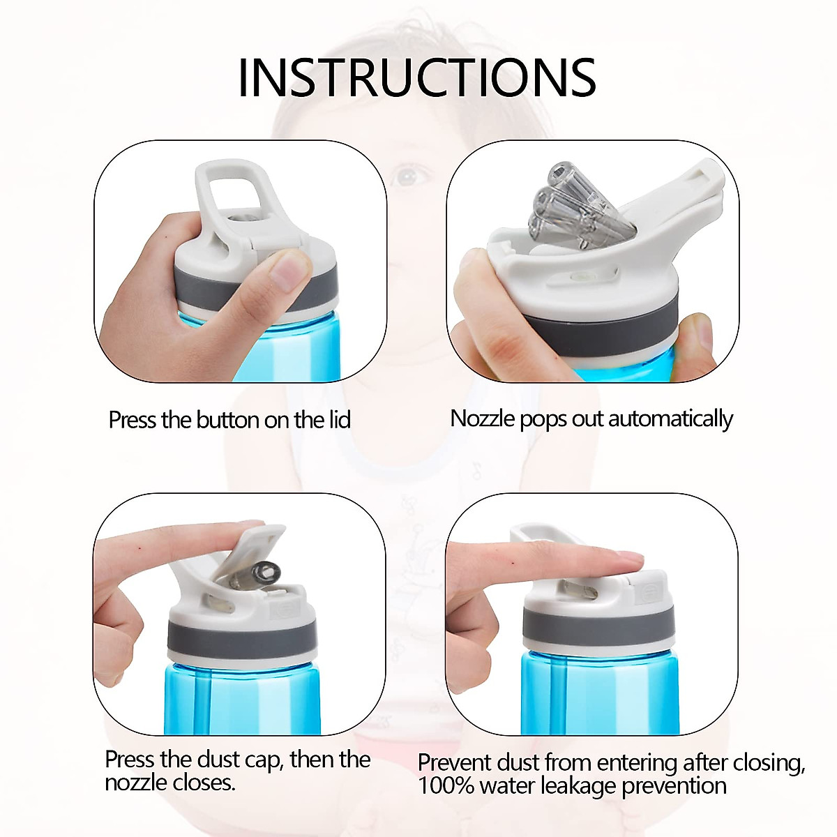 AceCamp 12oz Small Water Bottle 2 Pack with Straw for Kids and Adults BPA Free Tritan Sports Fitness Bottle Leak-Proof Durable Blue/Pink