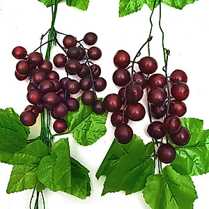 5 Pcs Artificial Grape Leaves Vines Hanging Fake Vine Garlands Lifelike Simulation Fruit Grapes Rattan for Garden Home Wedding Party Decoration